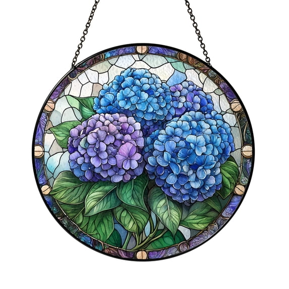 Floral Hydrangea Stained Glass Style Window Suncatcher - Walmart.com