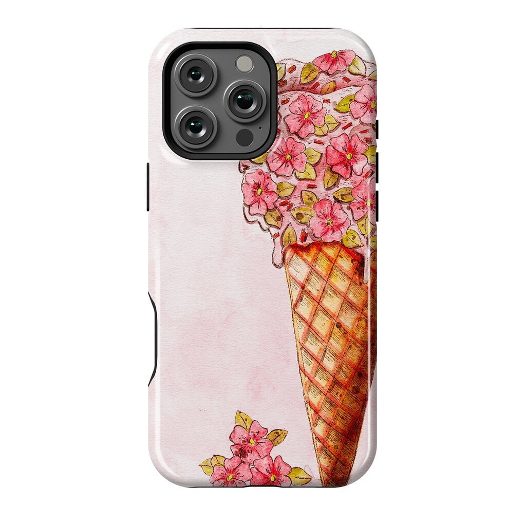 Floral Ice Cream Cone Tough Cases Delightful Art for iPhone 11-17 ...