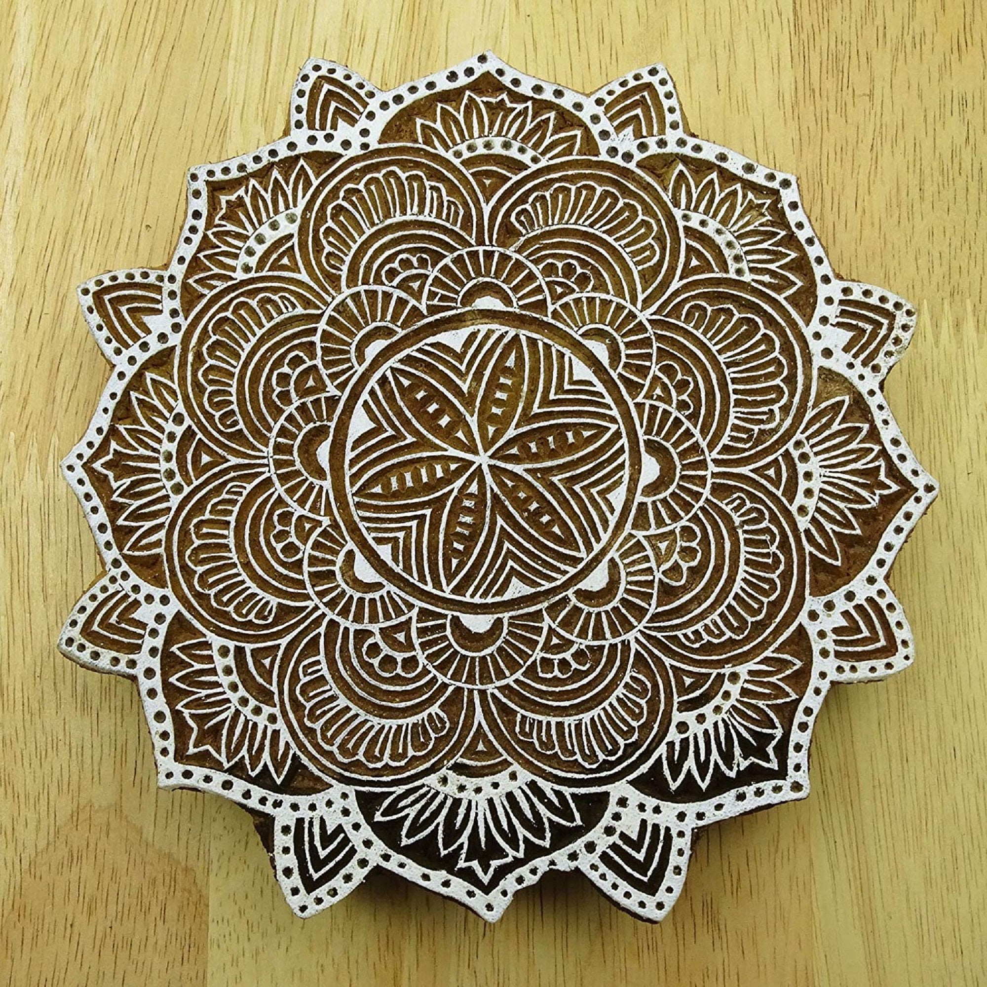 Floral Indian Scrapbook Stamp Wood Block Art Stamp Handcarved Printing ...