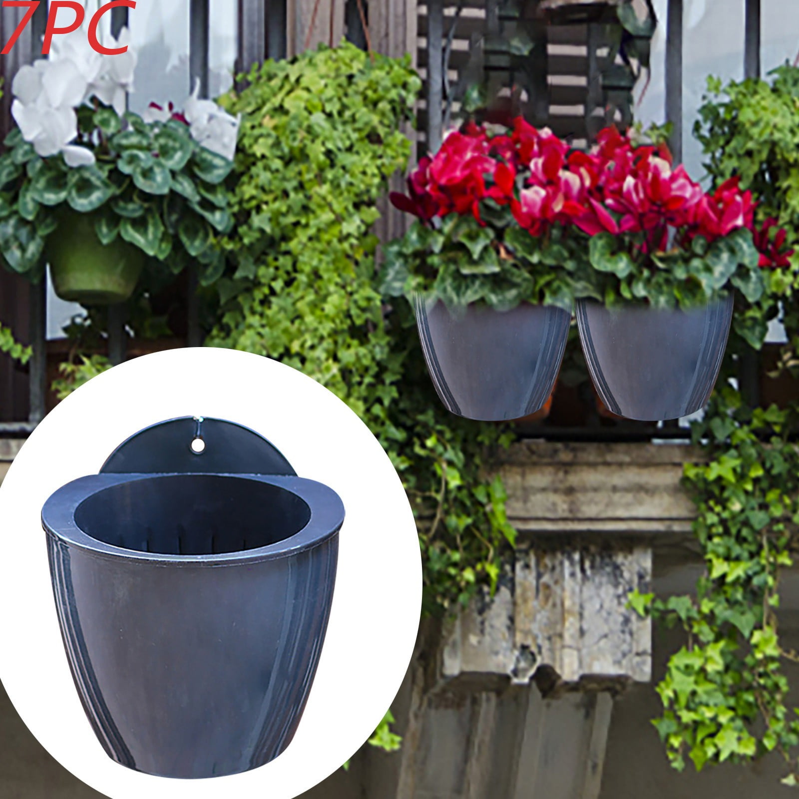 Floral Indoor Plant Pot, ABS Gray Large Pots For Plants Indoor, 7 Pack ...