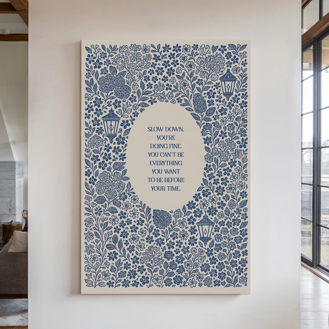 Floral Inspirational Wall Art With Quote – Slow Down You'Re Doing Fine ...