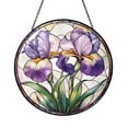 Floral Iris Stained Glass Style Panel – Decorative Window Art - Walmart.com
