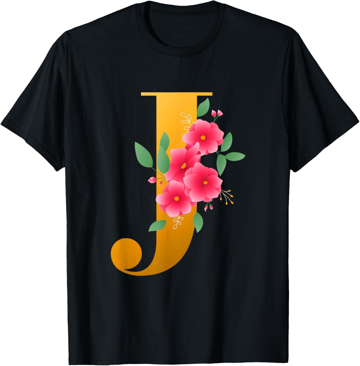 Floral J Alphabet Cute Initial Monogram Letter J Graphic T-Shirt men ...