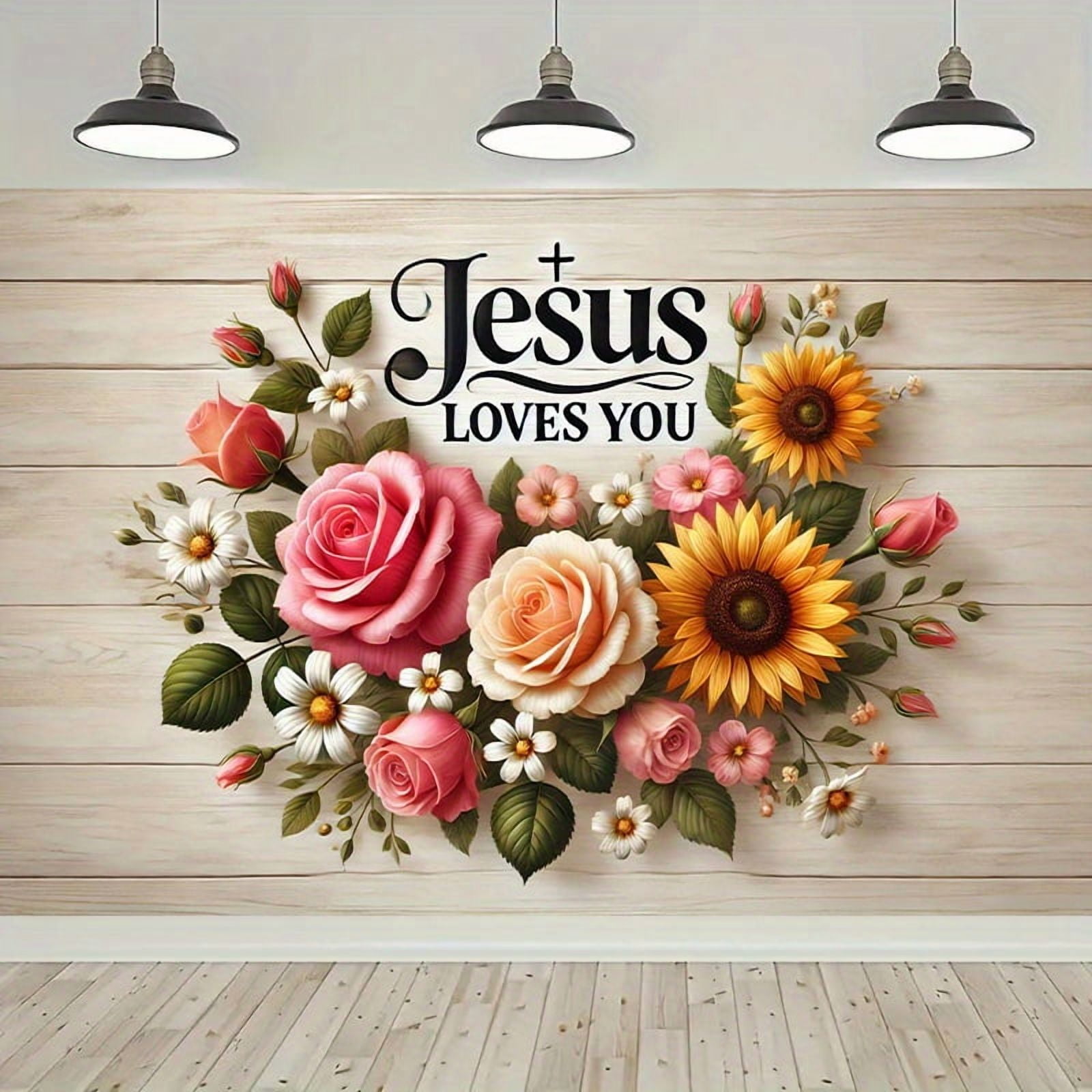 Floral Jesus Backdrop Jesus Loves You Photography Background Rose ...