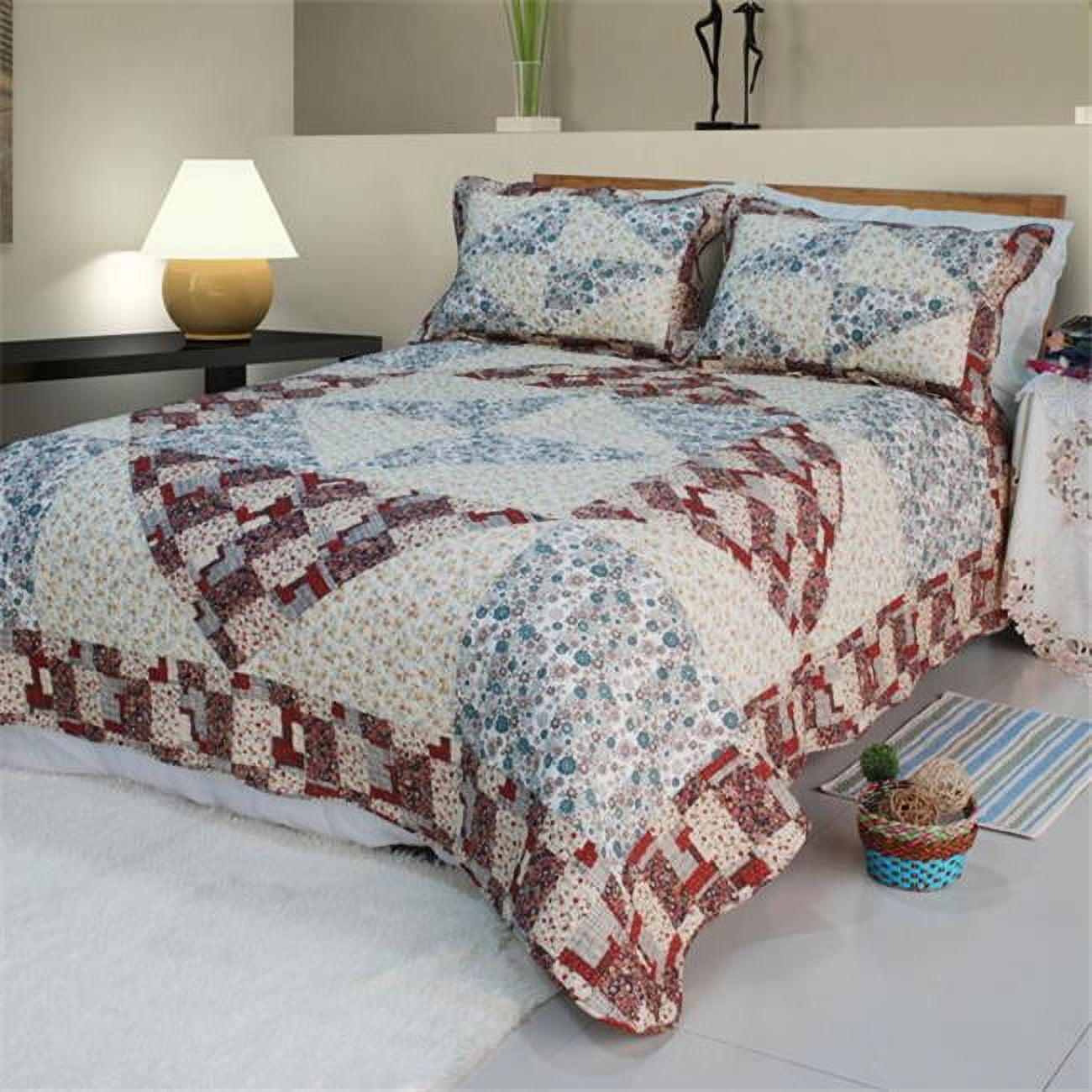 Floral Journey 2 Piece Twin Floral Vermicelli Patchwork Quilt Set ...