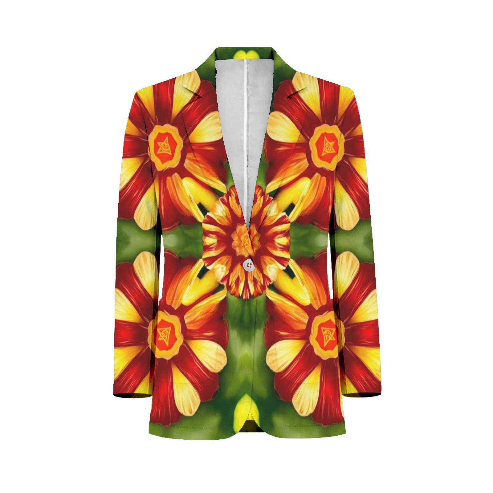 Floral Kaleidoscope Symmetrical Design Vibrant Mens Suits Shawl Collar ...