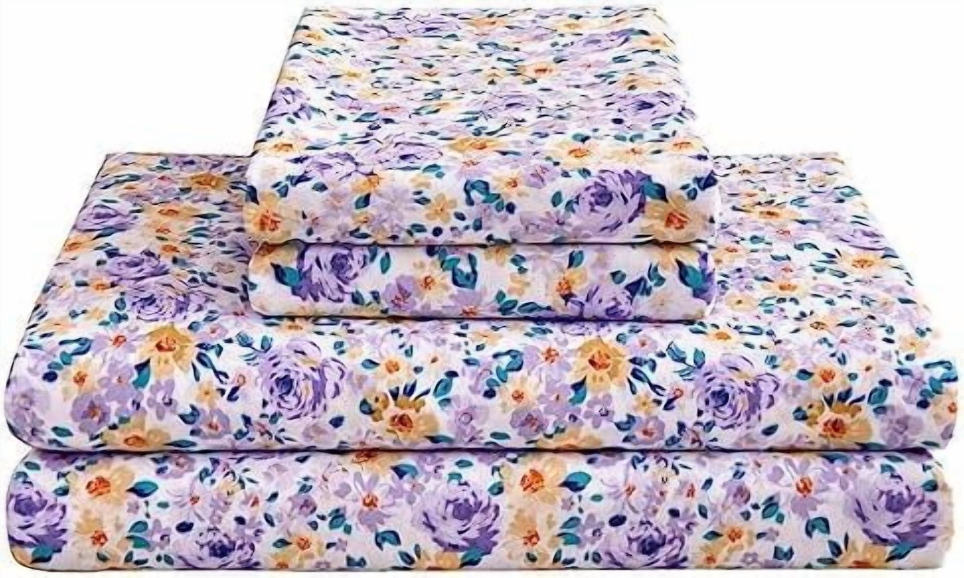 Floral King Bed Sheets, Soft Microfiber Vintage Printed Bedding Sheets ...