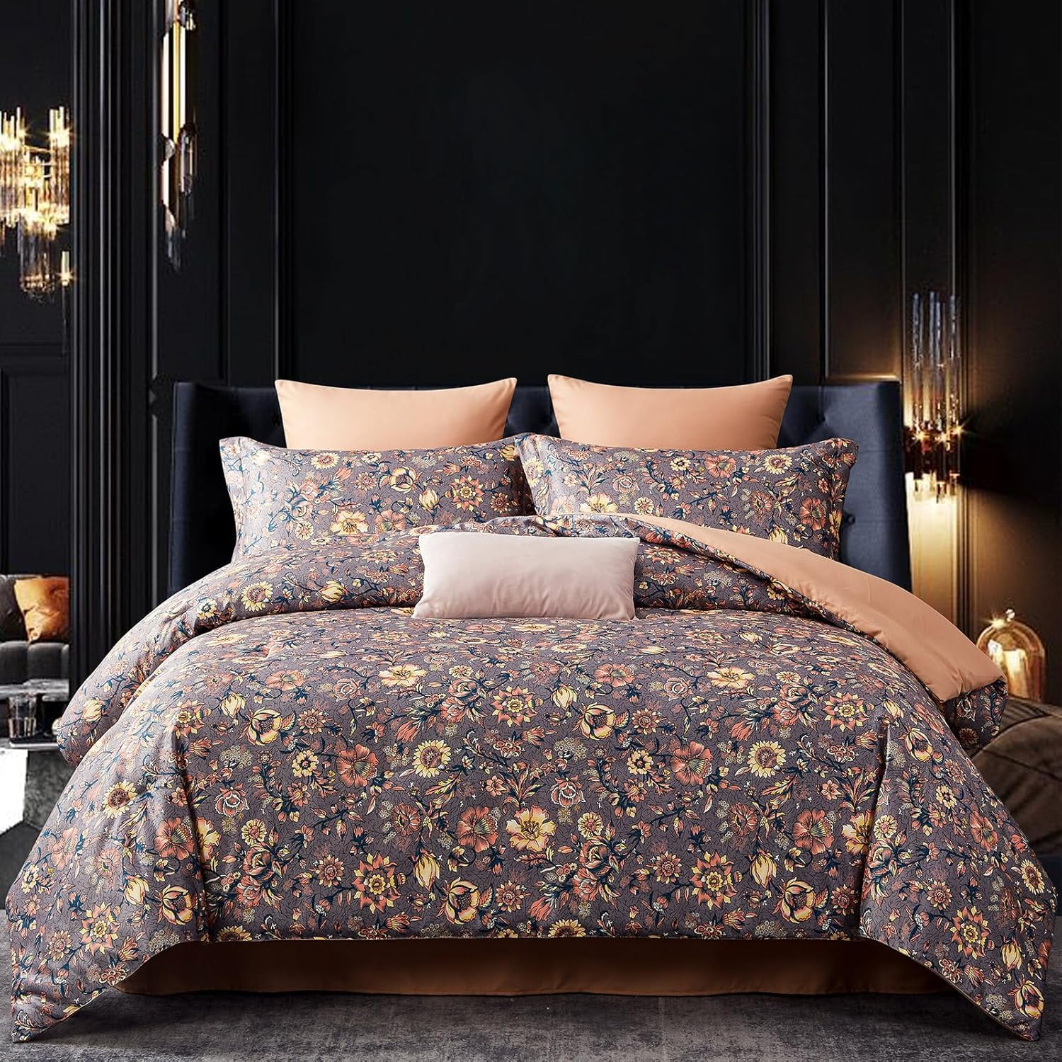 Floral King Size Comforter Set - Cute Vintage 3 Pieces King Comforters ...