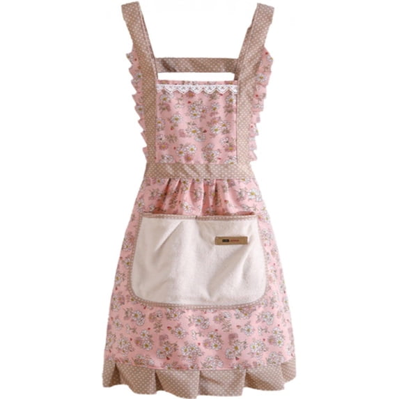 Floral Kitchen Aprons for Women with Pockets, Adjustable Cooking Apron ...