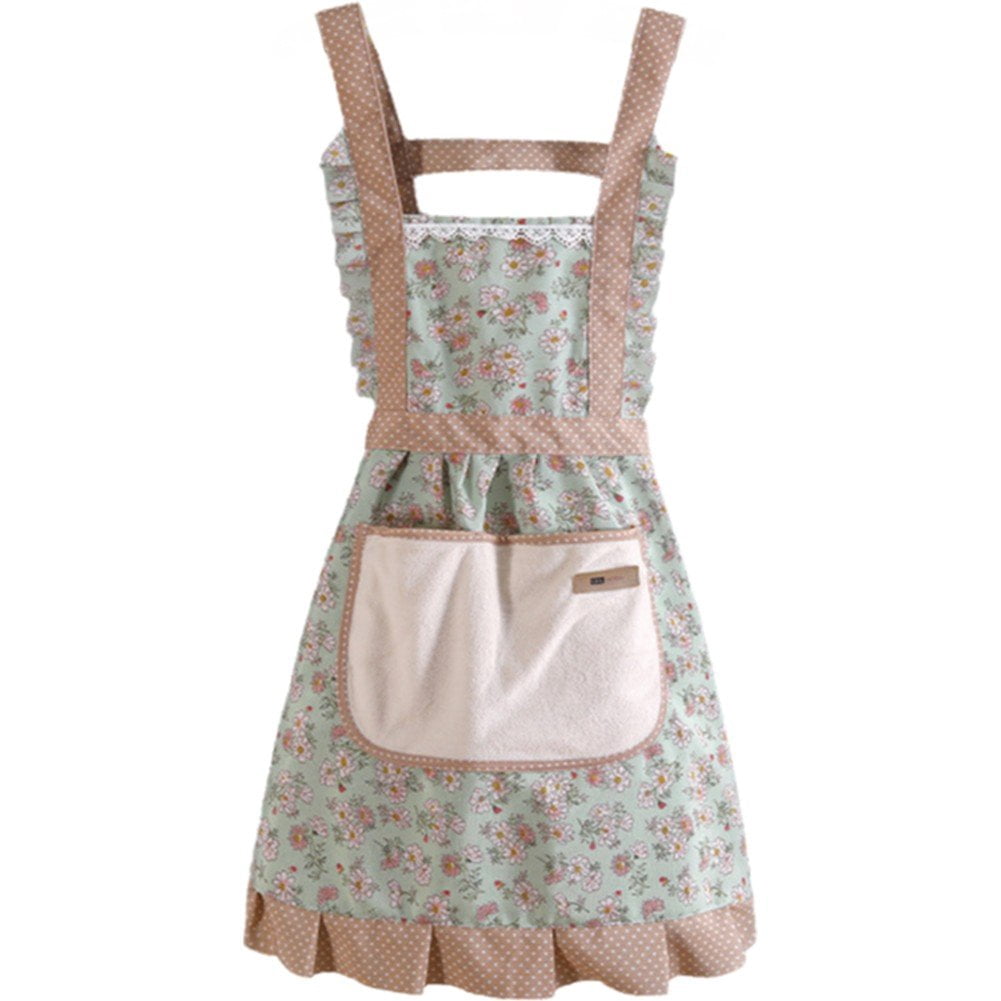 Floral Kitchen Aprons for Women with Pockets, Adjustable Cooking Apron ...