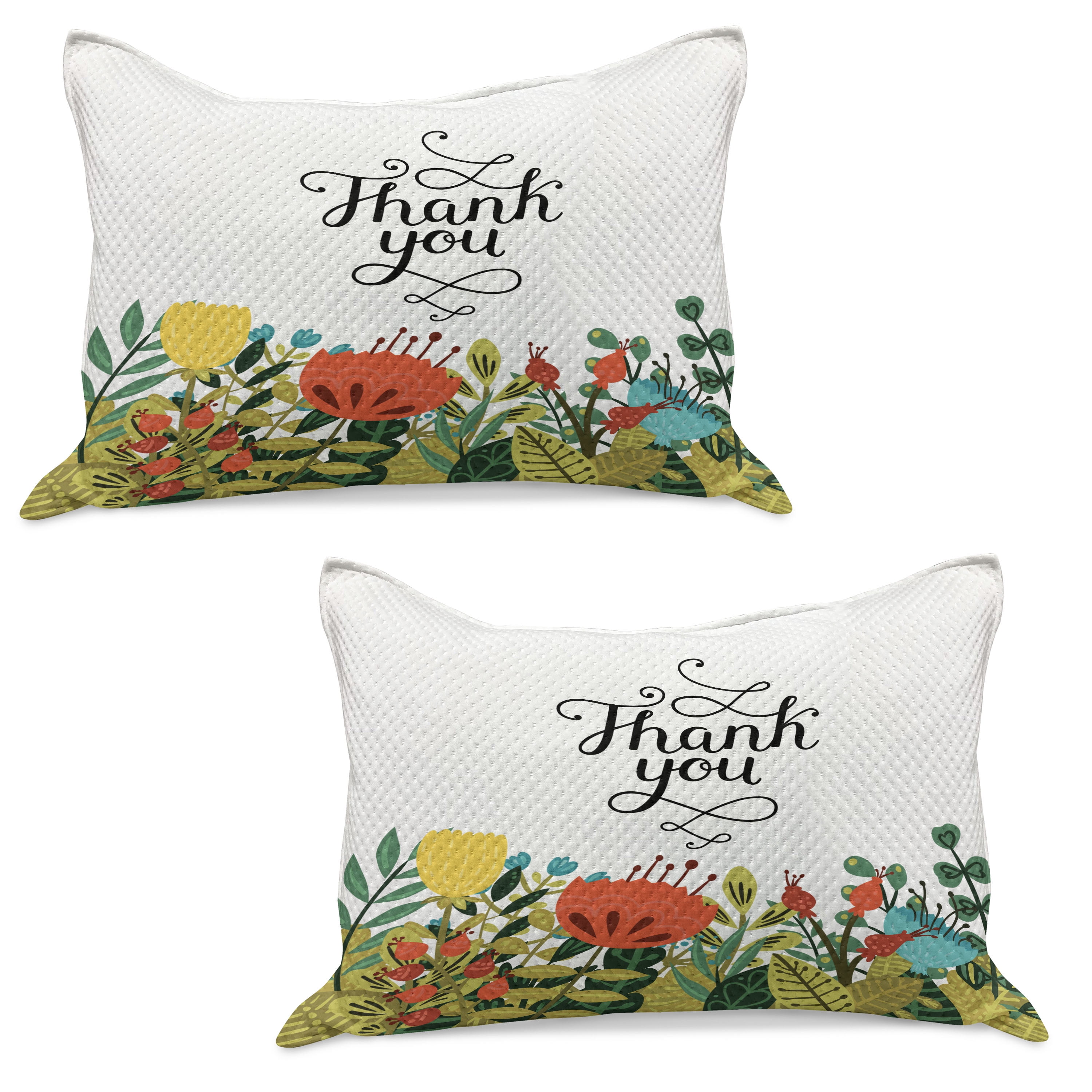 Floral Knitted Quilt Pillowcover Set of 2, Hand Written Style Thank You ...