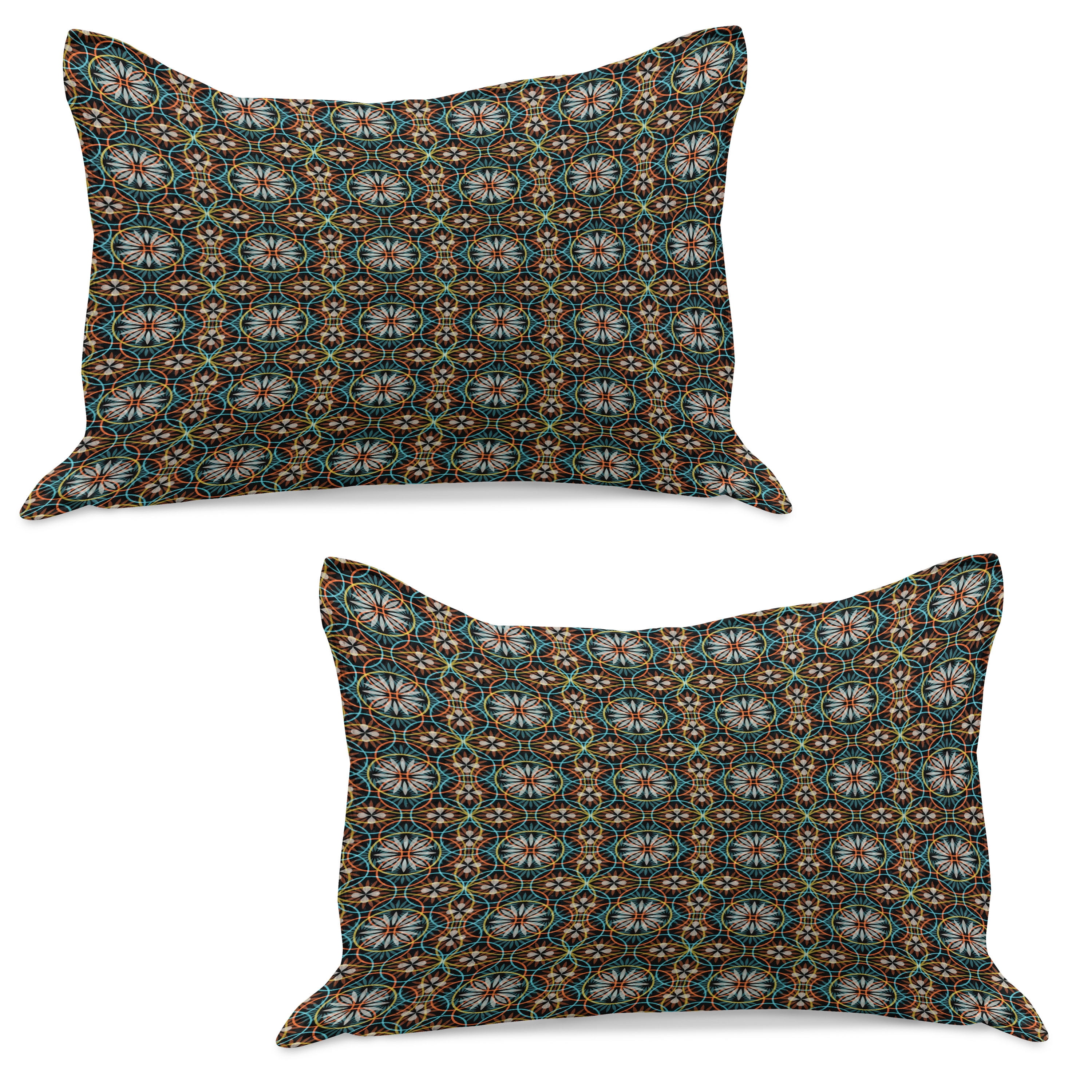 Floral Knitted Quilt Pillowcover Set of 2, Modern Overlapping Circle ...