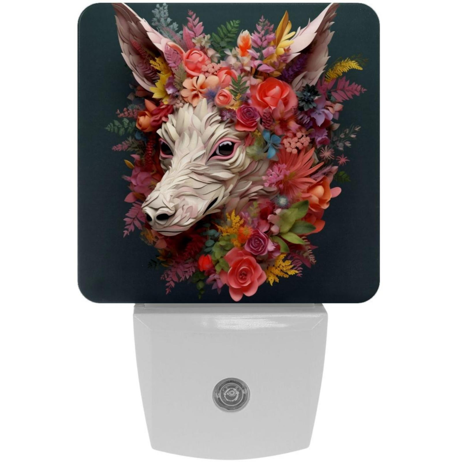 Floral LED Square Night Lights for Bedroom and Living Room, Decorative ...