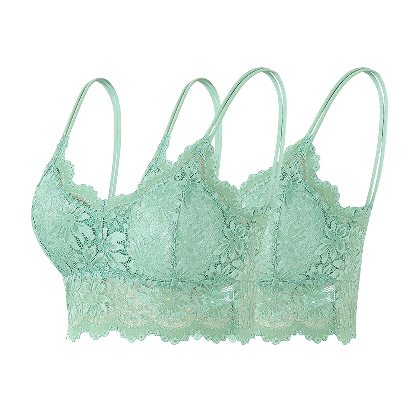 Floral Lace Bralette with Double Strap - Cropped Soft Stretch Lingerie ...