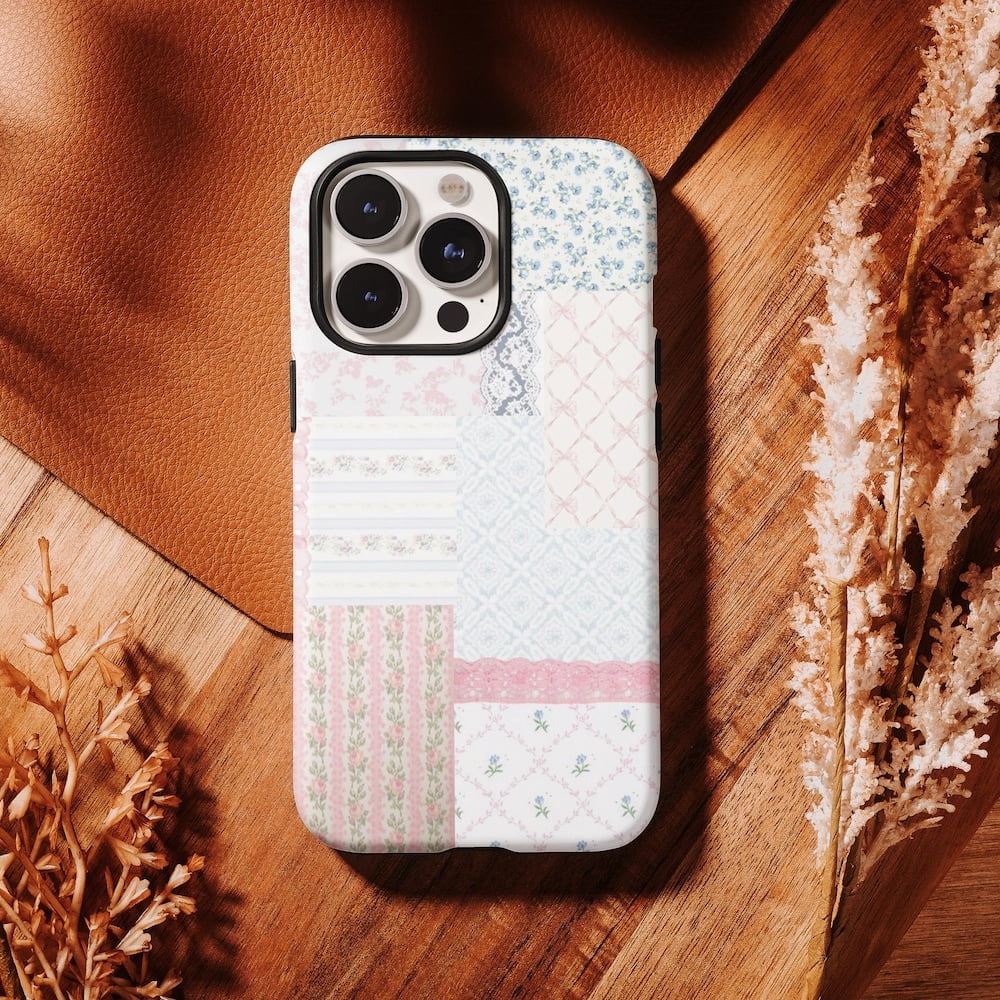 Floral Lace Quilt Vintage Style Phone Case for iPhone 17 16 15 14 13 12 ...
