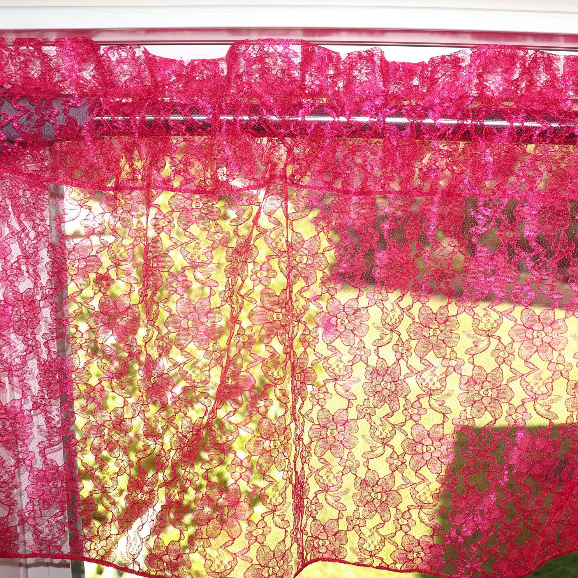 Floral Lace Window Valance 58 Inch Wide Fuchsia - Walmart.com