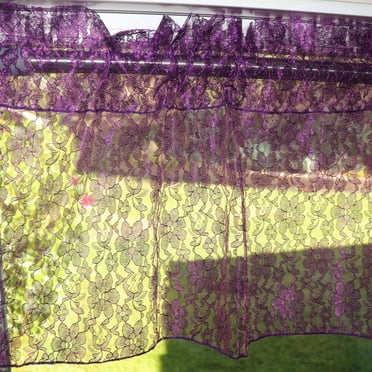 Floral Lace Window Valance 58 Inch Wide Burgundy - Walmart.com