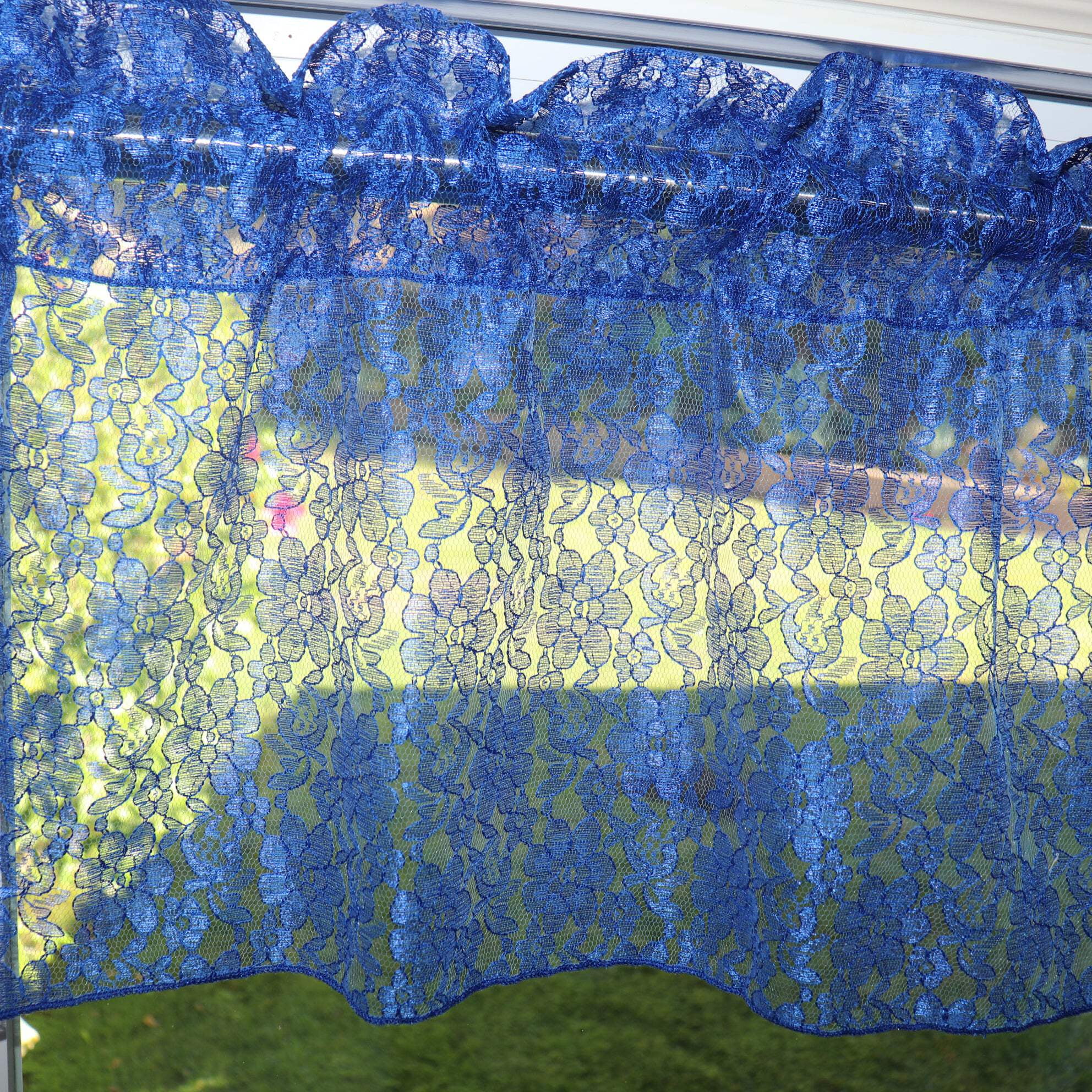 Floral Lace Window Valance 58 Inch Wide Royal Blue - Walmart.com