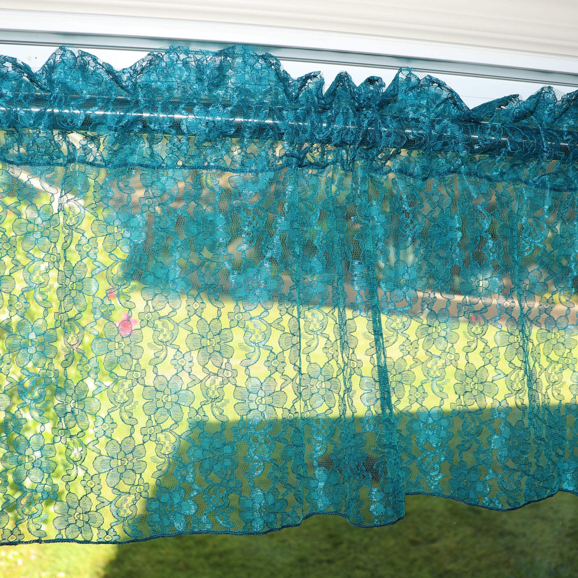 Floral Lace Window Valance 58 Inch Wide Teal - Walmart.com