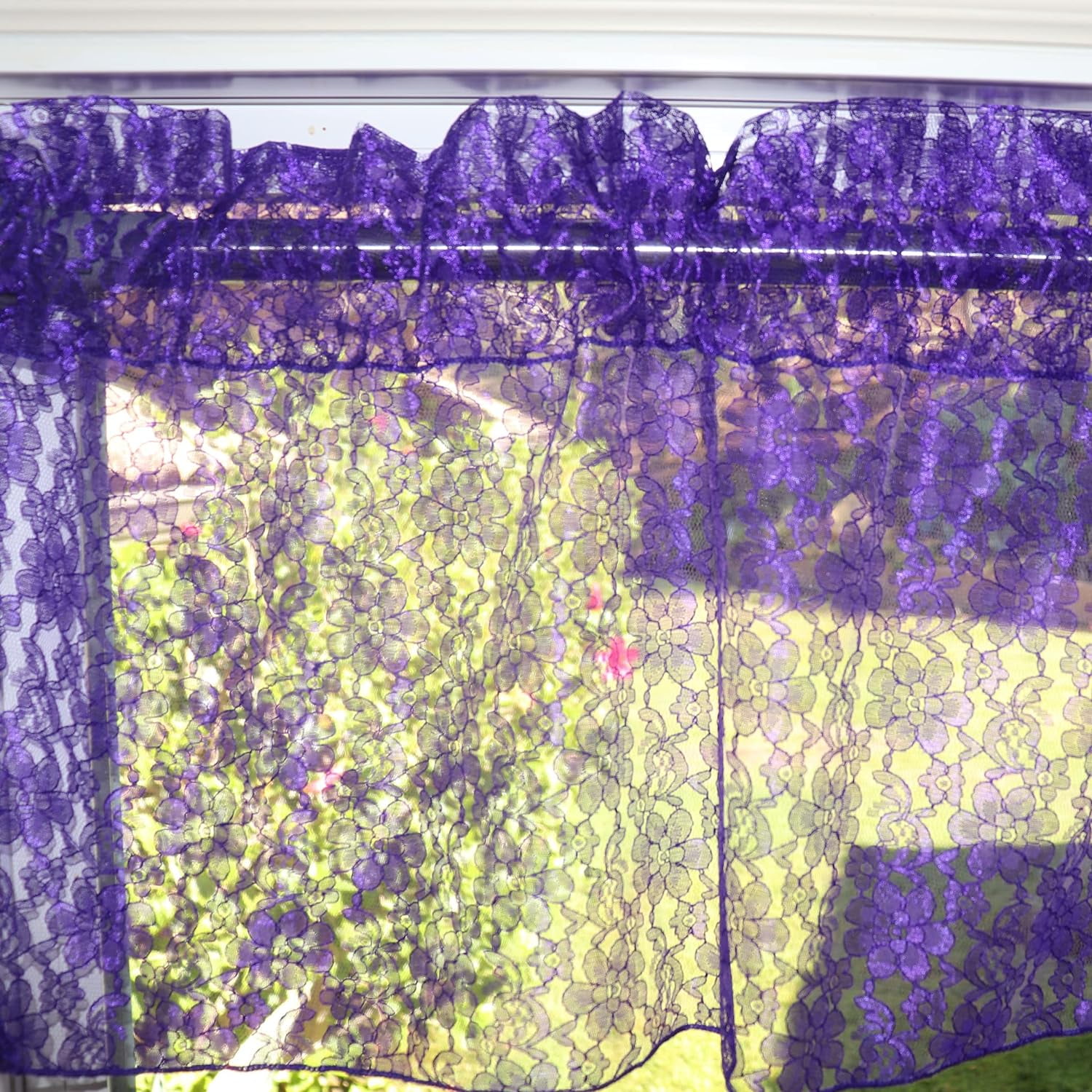 Floral Lace Window Valance Sheer Lace Bedroom Kitchen Dining Room ...