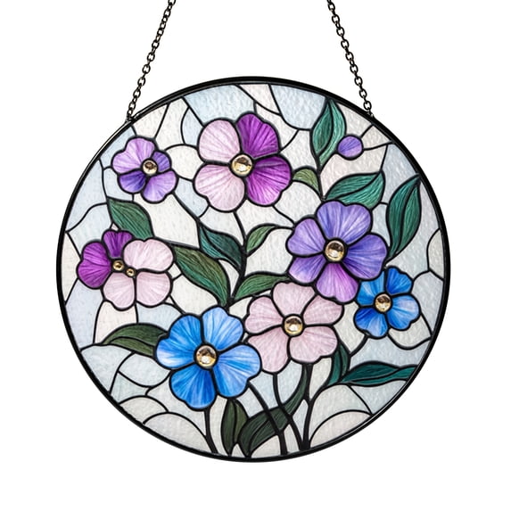 Floral Landscape Window Hanging – Glass Style Art - Walmart.com