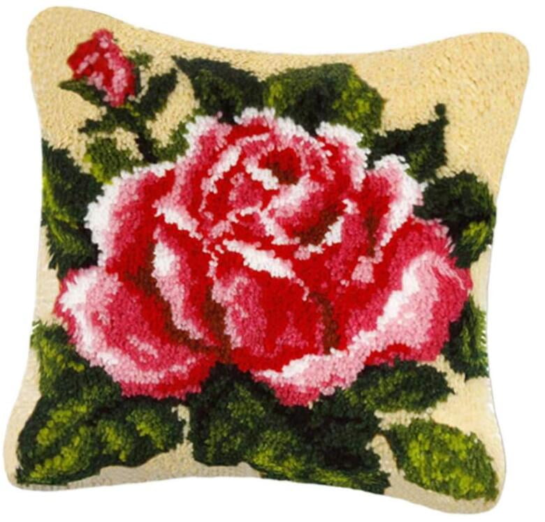 Floral Latch Hook Complete Cushion Cover Kit DIY Craft Needlework ...
