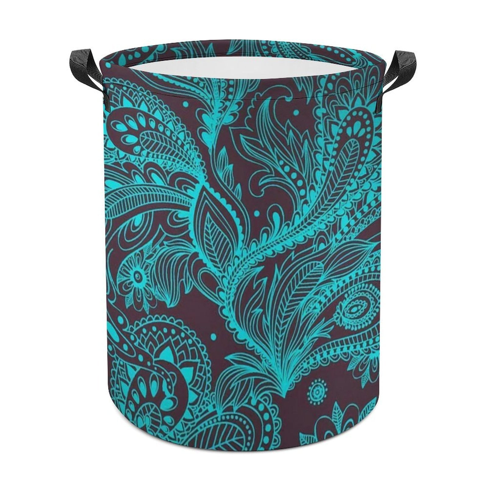 Floral Laundry Bag, Collapsible Round Laundry Hamper with Handle ...