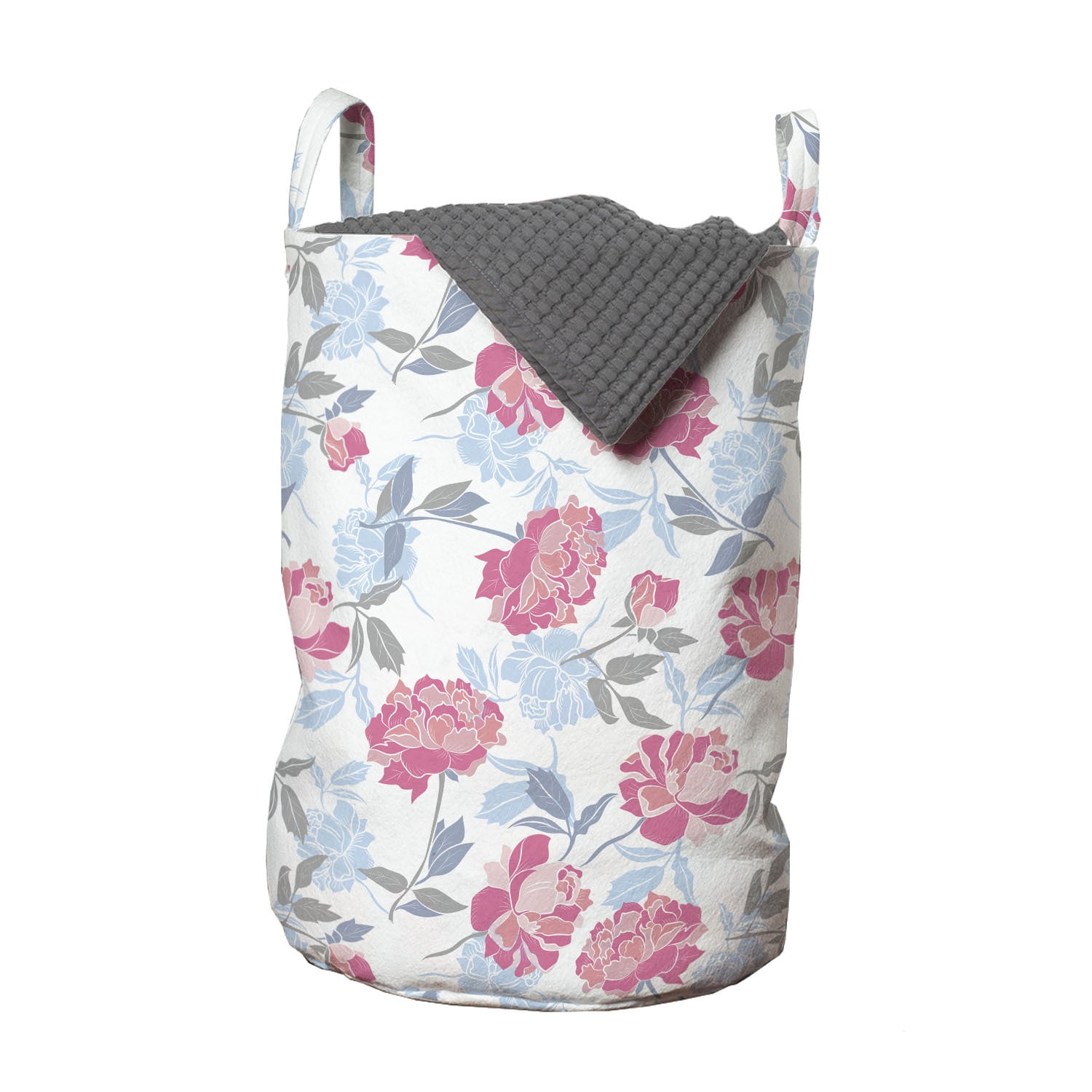 Floral Laundry Bag, Continuous Romantic Style Flowers Bouquet Arranged ...