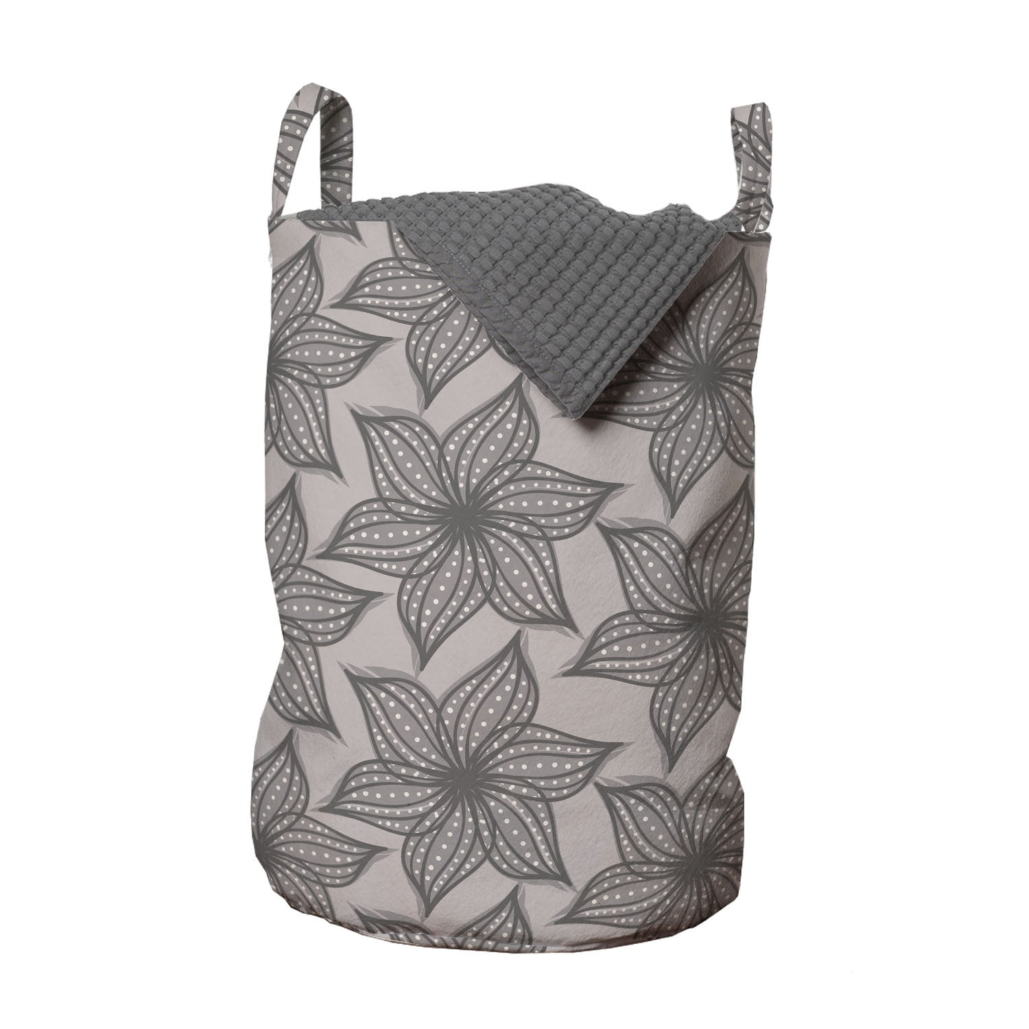 Floral Laundry Bag, Modest Tones Minimalistic Style Pointy Petals ...