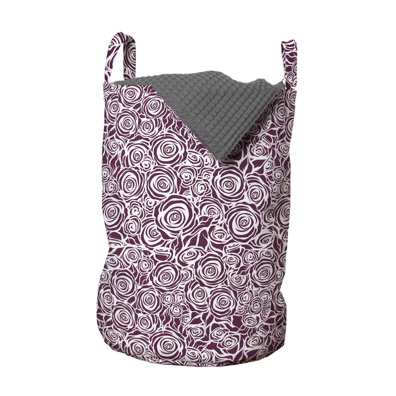 Floral Laundry Bag, Top View of a Clutter of Roses in Monochrome Style ...