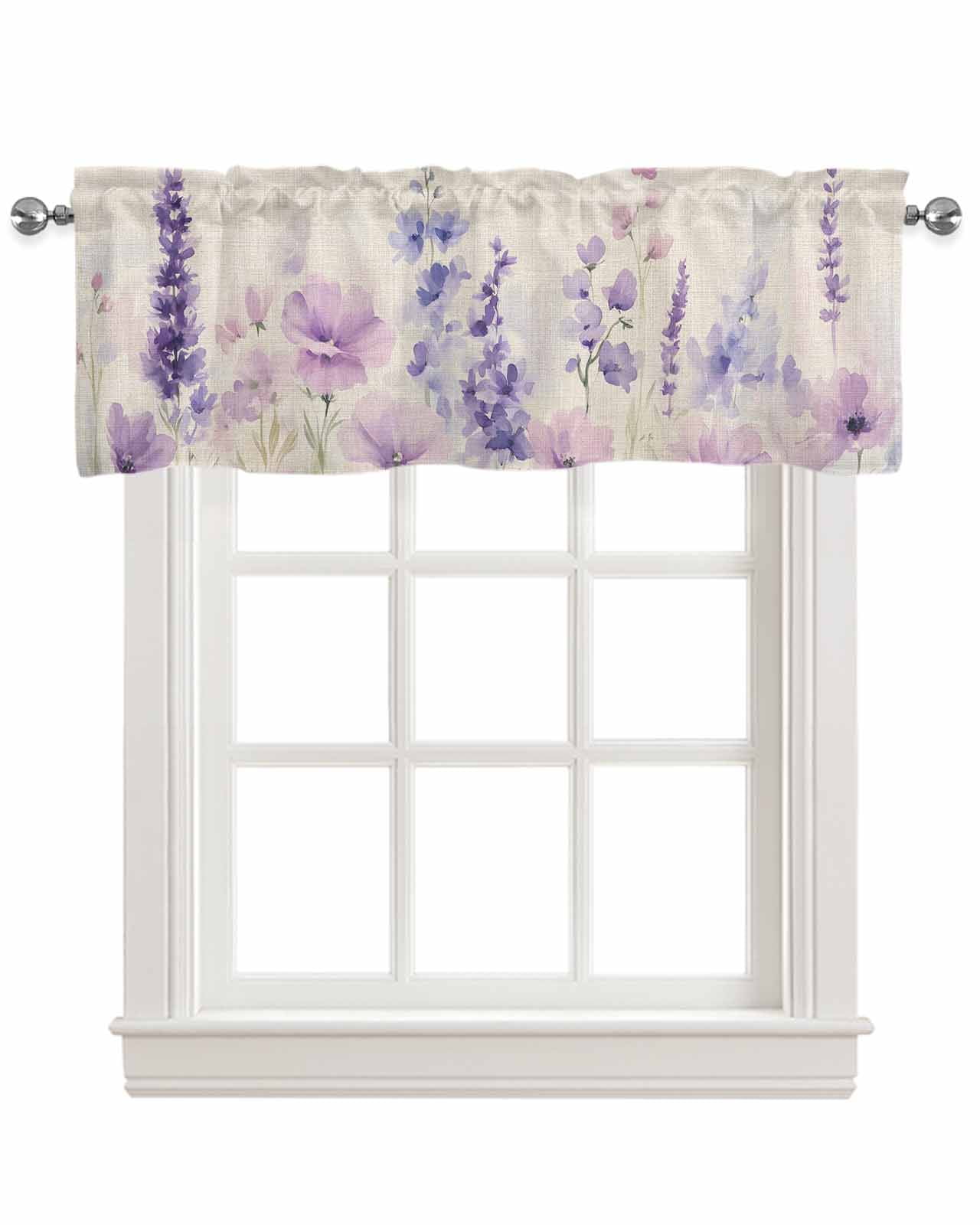 Floral Lavender Kitchen Valances for Windows Farmhouse Linen Window ...