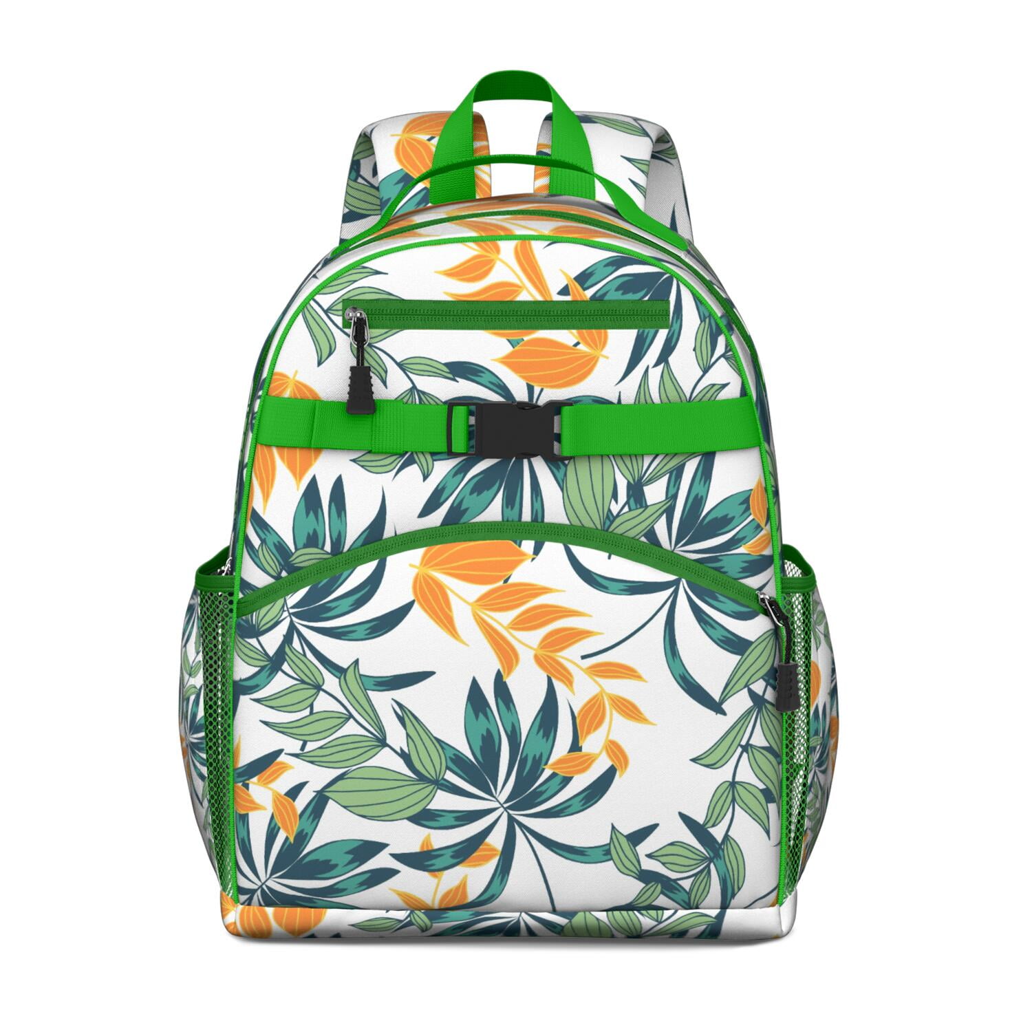 Floral Leafy Waterproof School Bag - Spine-Protecting Ergonomic ...