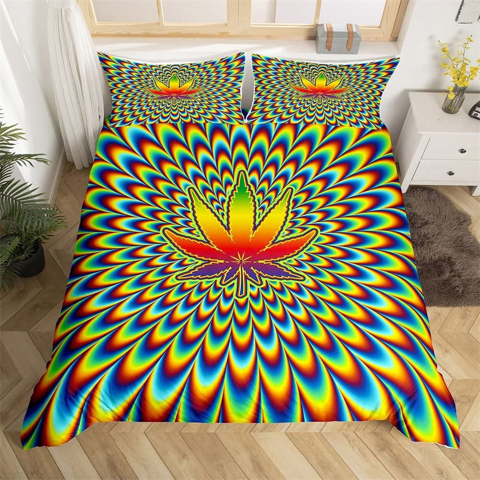 Floral Leaves Bedding Set Microfiber Butterfly Duvet Cover Lotus ...