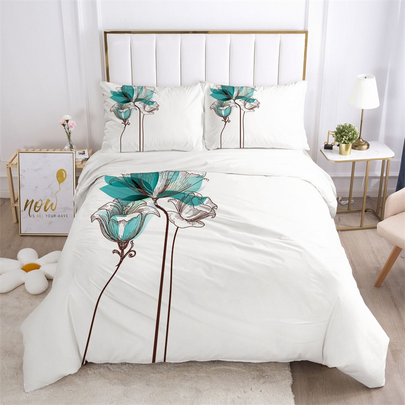 Floral Leaves Bedding Set Microfiber Butterfly Duvet Cover Lotus ...