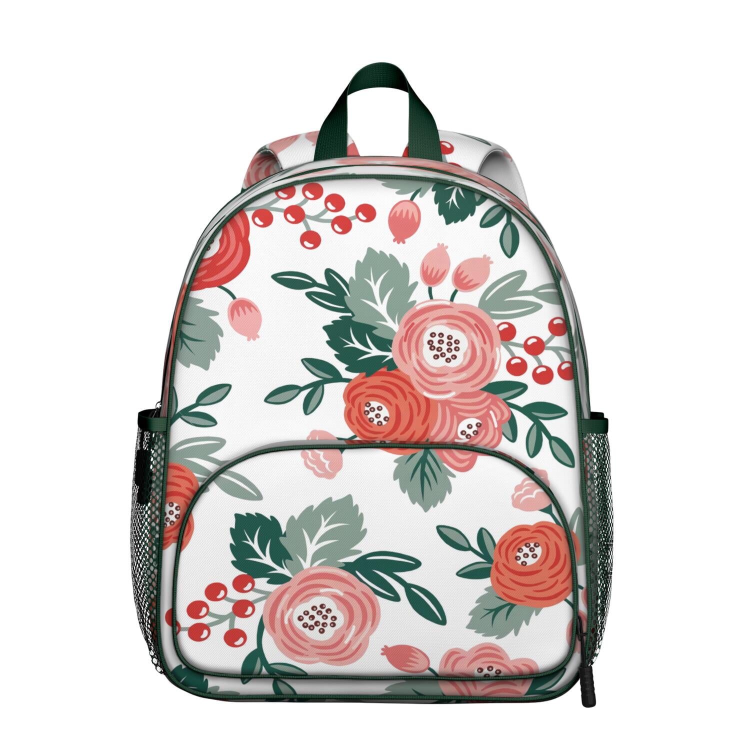 Floral and Leopard Print Students Backpack - Bright Boho Floral and ...