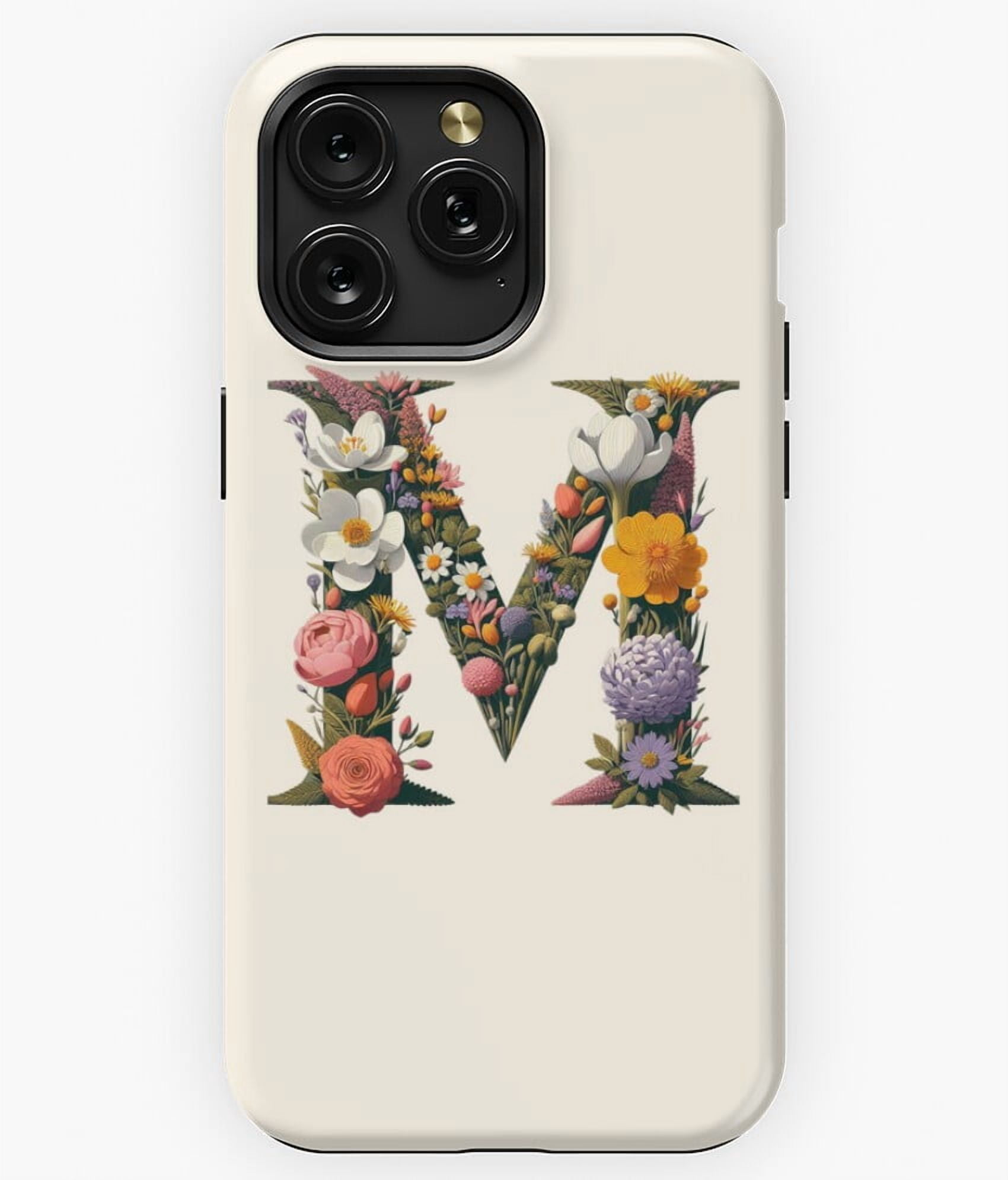 Floral Letter M Botanical Monogram Flower Initial A4220 Phone Case for ...