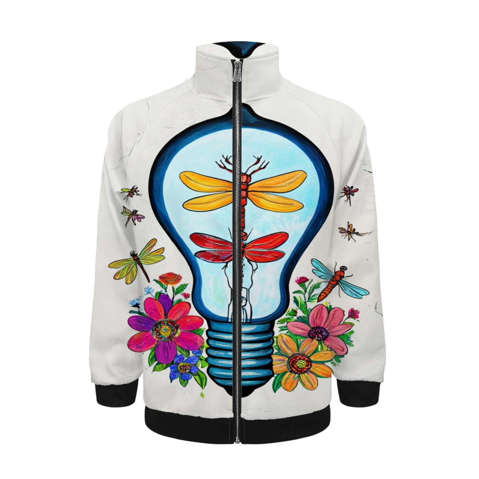 Floral Light Bulb Art Jacket Men's Street Cool Long Sleeves Coat ...