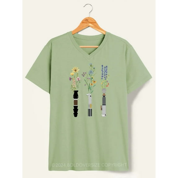 Floral Lightsaber V-Neck Tee - Walmart.com