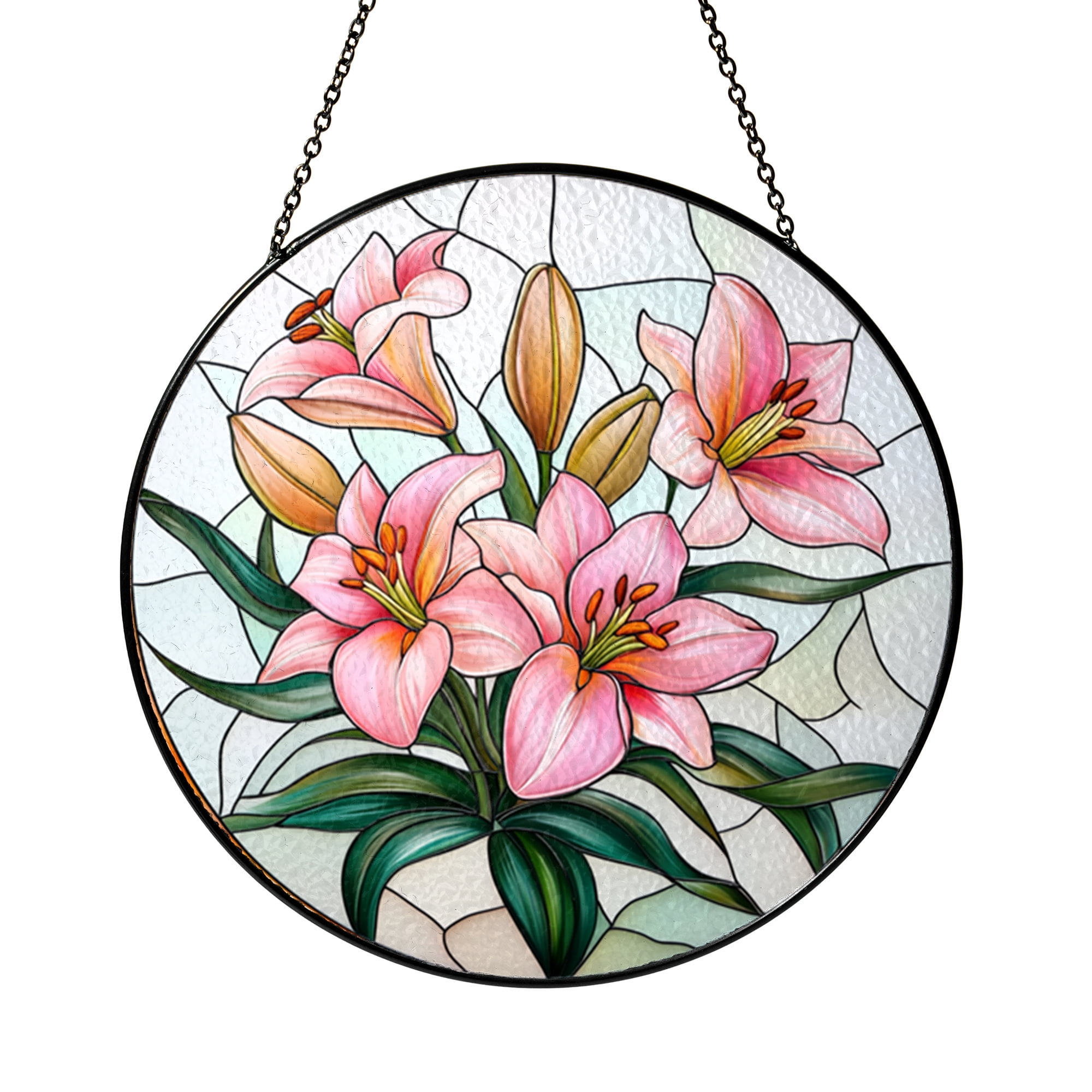Floral Lily Bouquet Window Hanging Decor, Acrylic Stained Glass Style ...