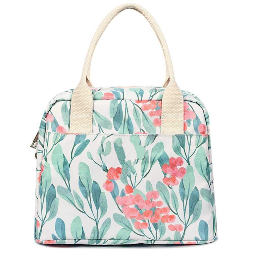 Floral Lunch Bag for Women, Reusable Insulated Cooler Cute Lunch Tote ...