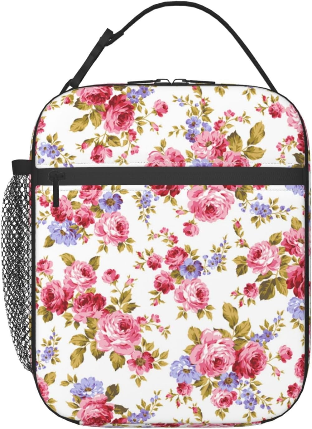 Floral Lunch Box for Adults Women Men Rose Flower Lunch Bag Cooler Tote ...