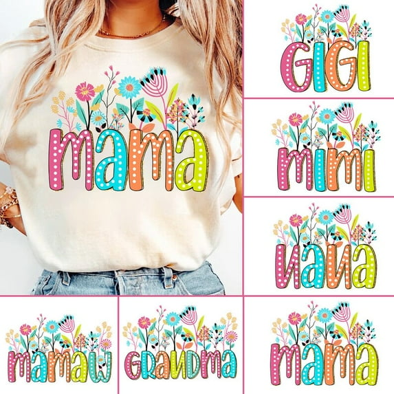 Floral Mama Grandma Bundle Nana Mimi Flower Glitter Gigi Flower with s ...