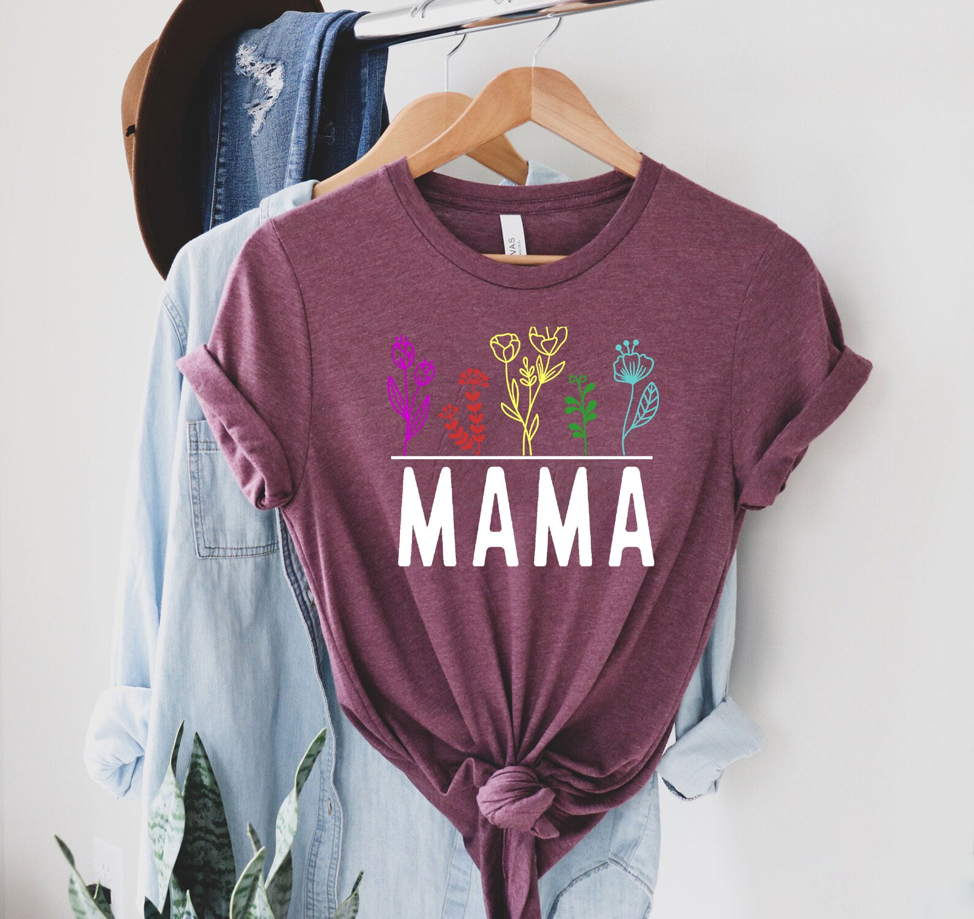 Floral Mama T-Shirt, Flower Mama Shirt Mama Floral Tee, Mama Flowers ...
