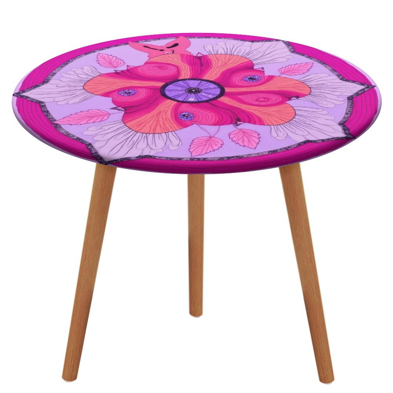 Floral Mandala Art Print Pattern Round Tablecloth Waterproof Elastic ...