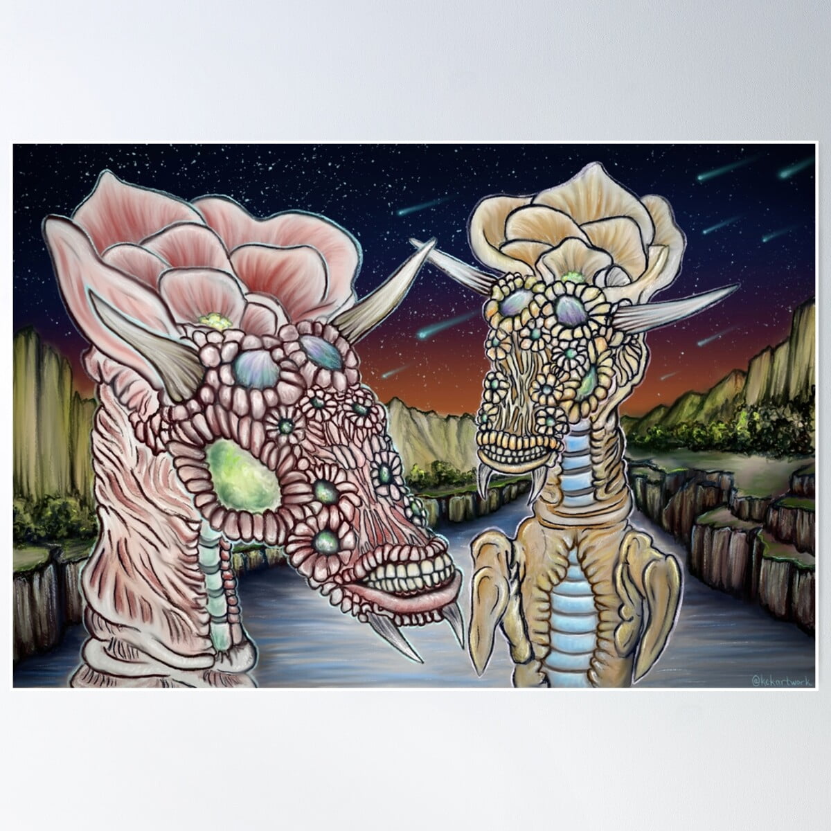 Floral Mantoid Aliens Poster Wall Art, Modern Wall Decor For Living ...