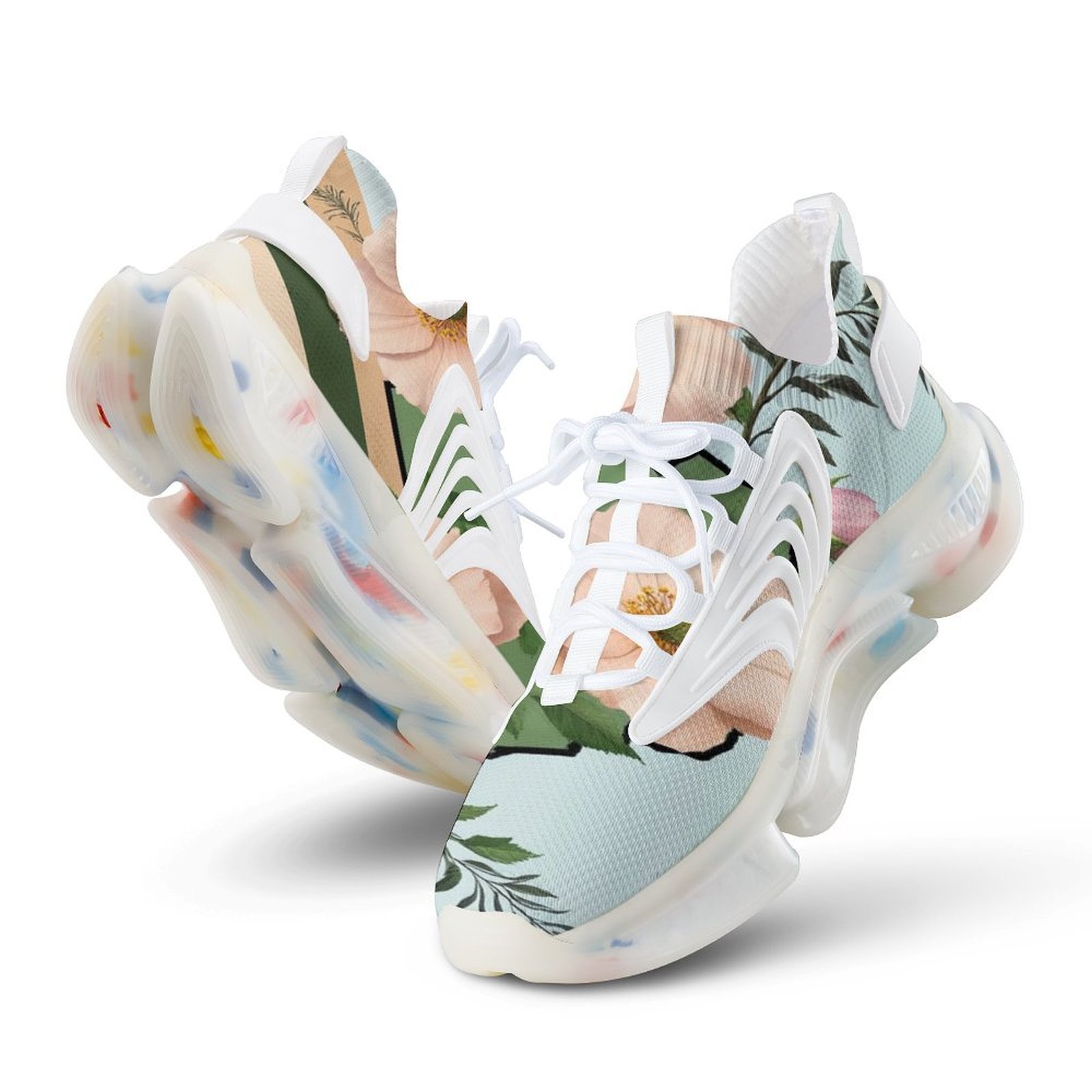 Floral Map Pastel Design Art Walking Shoes for Men Woman Lightweight ...