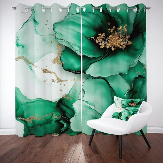 Floral Marble Curtains For Living Room, Abstract Aesthetic Drapes ...