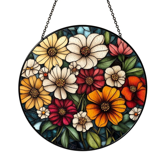 Floral Meadow Glass Style Window Hanging Decor - Walmart.com