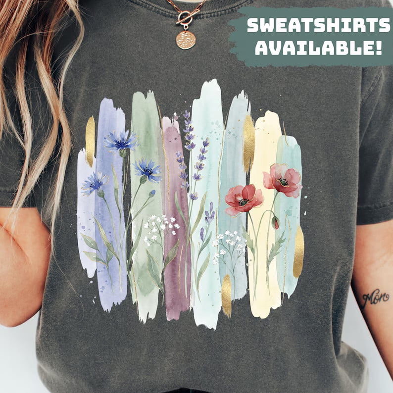 Floral Meadow Soft Nature Inspired Flower Shirt T-Shirt - Walmart.com