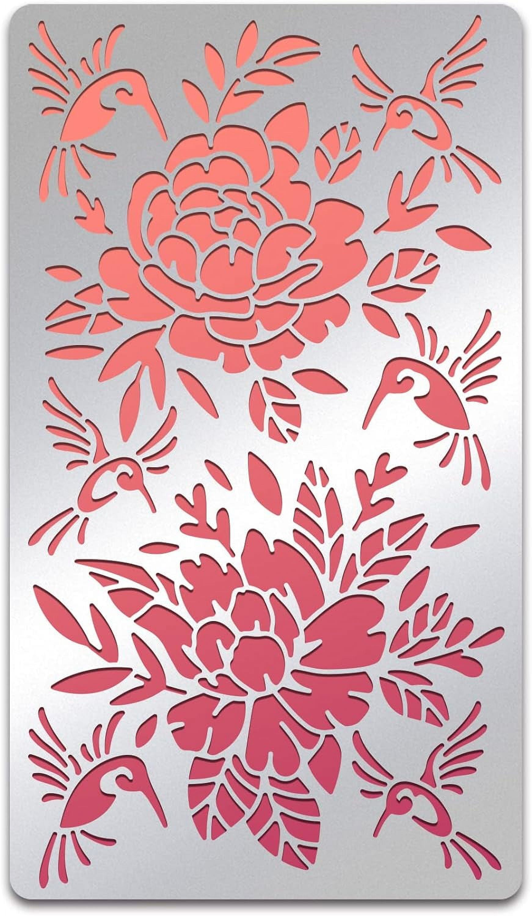 Floral Metal Stencils Flowers Birds Stainless Steel Stencil Template ...